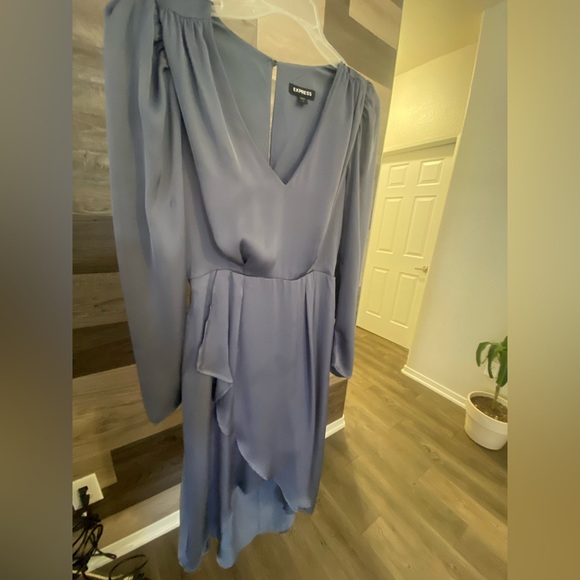Express | Dresses | This Silvery Blue Dress Is Satinesque And Light ...